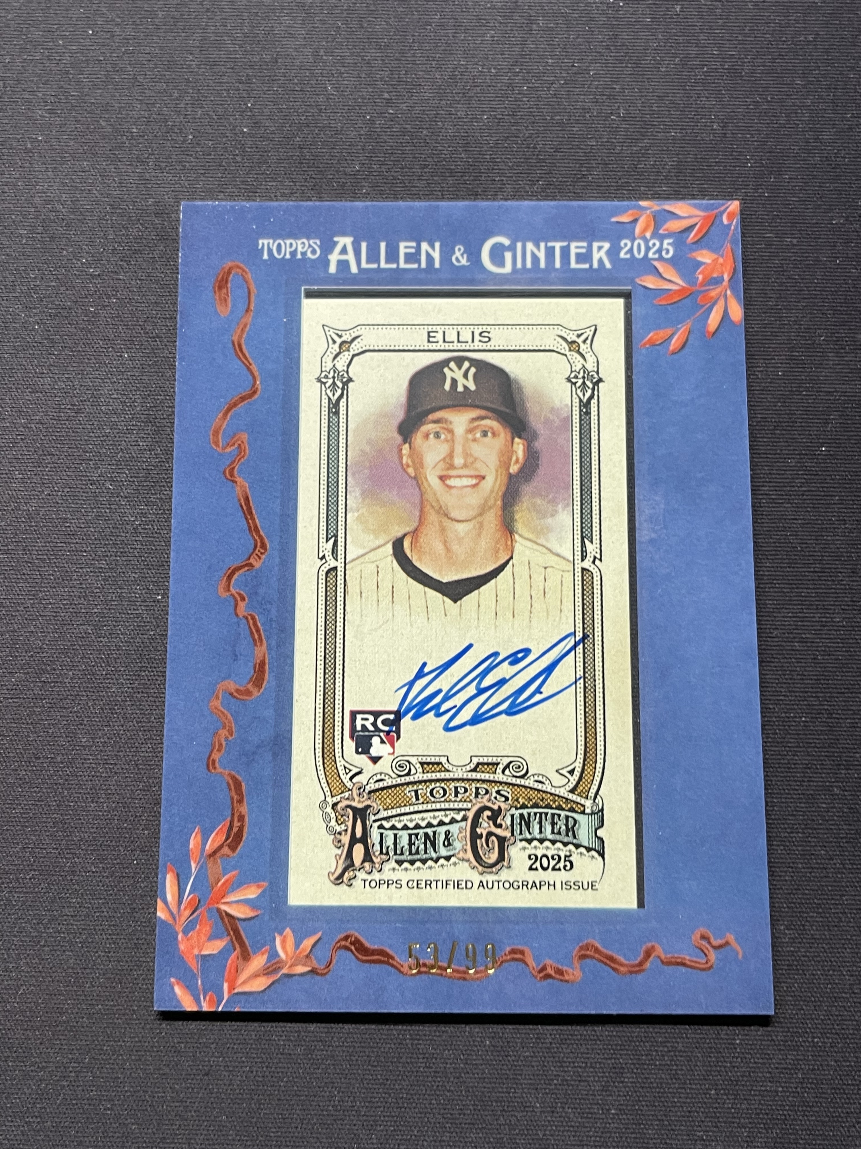 2025 Topps Allen & Ginter Duke Ellis RC 纽约洋基 杜克·埃利斯 新秀 Mini 小卡 签字卡签 装裱 ...