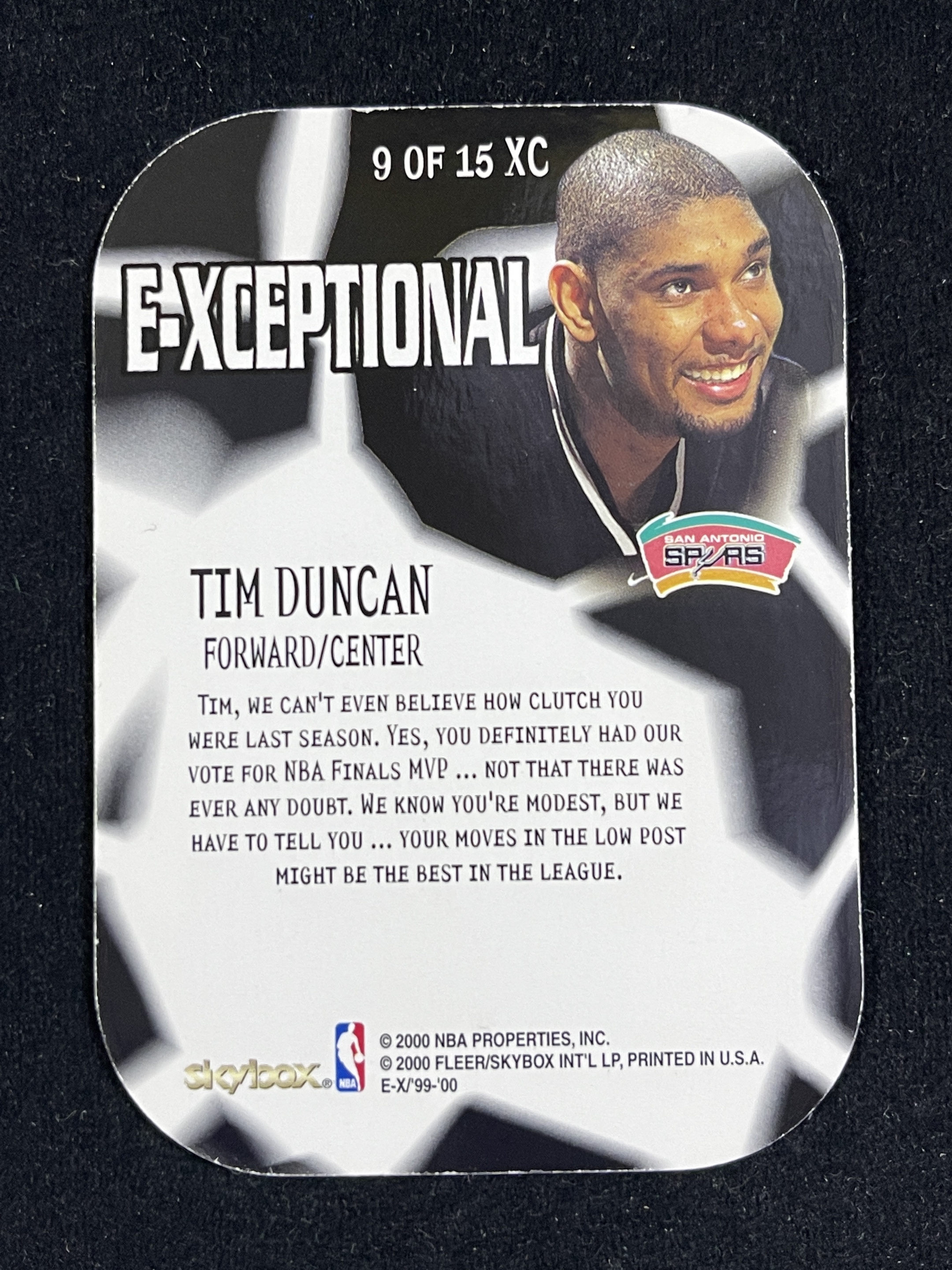 【Lucky幸运壹编壹代拍-RSP】2000 Skybox E-Xceptional 马刺 石佛 蒂姆 邓肯 Tim Duncan 异形 ...