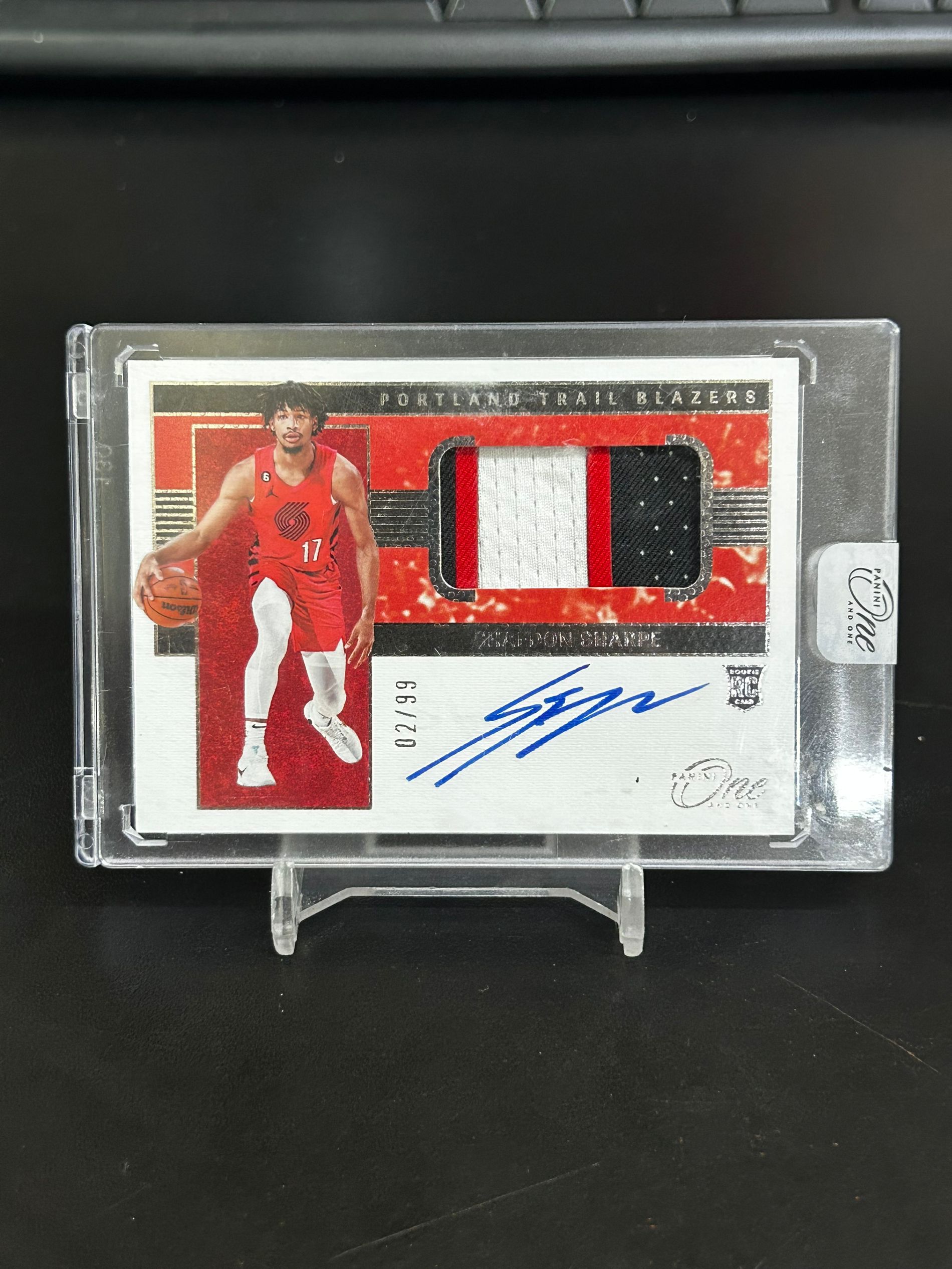 【浩行拍卖 截标预付82%】2022-23 panini one and one shaedon sharpe 开拓者 谢登 夏普 2/99编 ...