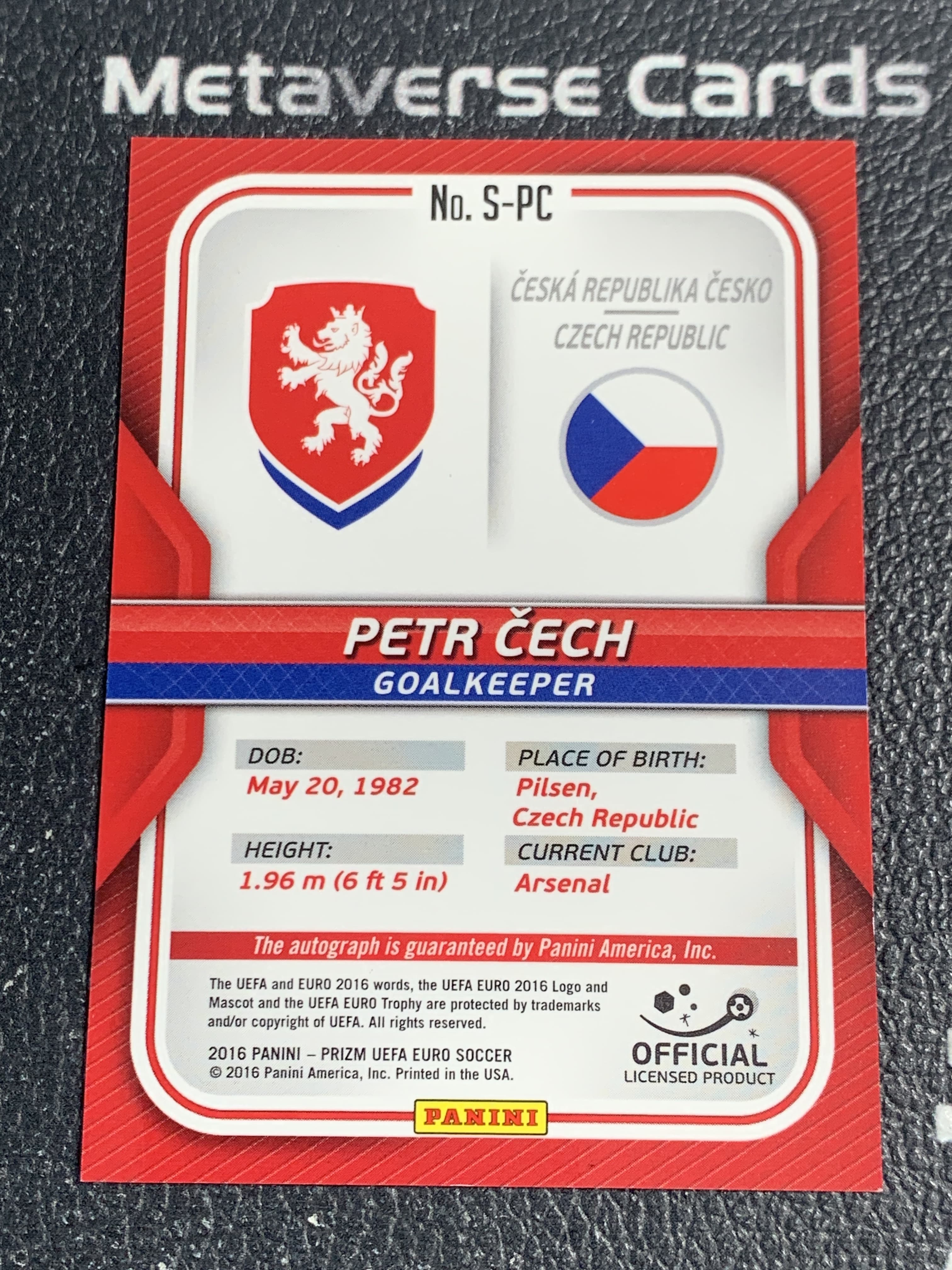 【元宇宙拍卖】K46-127：2016 Panini Prizm Petr Cech 欧洲杯PZ 捷克传奇门神 切赫 签字 签名 微瑕如图 ...