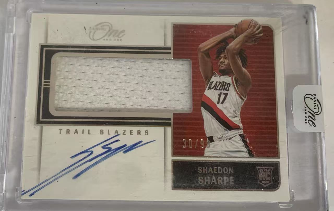 2022-23 Panini One and One Shaedon Sharpe RC 开拓者 谢登 夏普 新秀 ONE RJA 签字 球衣 ...