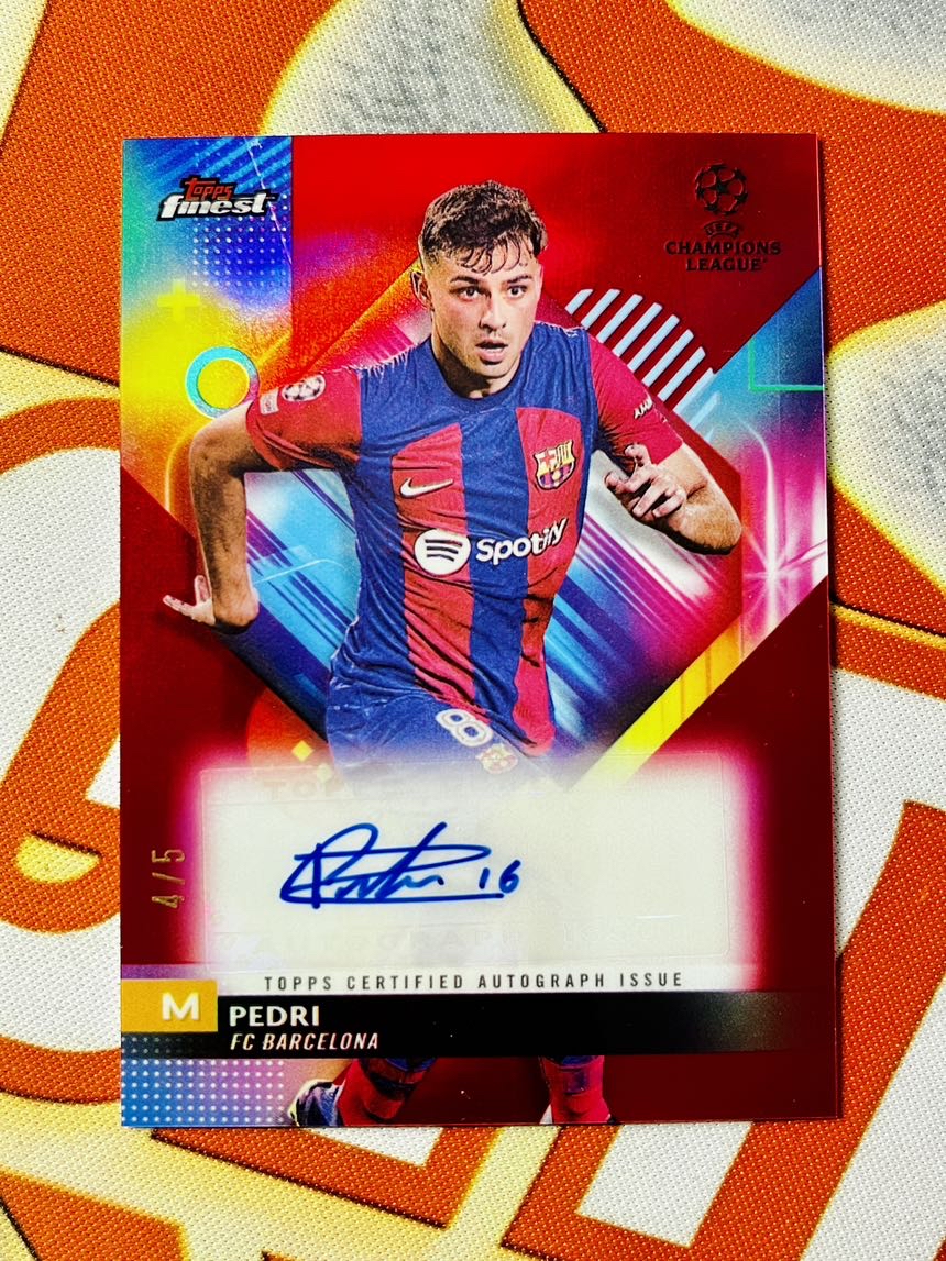 2024 Topps Finest Pedri 巴萨 佩德里 佩刀 4/5编 红折 超低编 签字 亚马尔费尔明队友 梅西传承 卡角微瑕卡品如图 ...