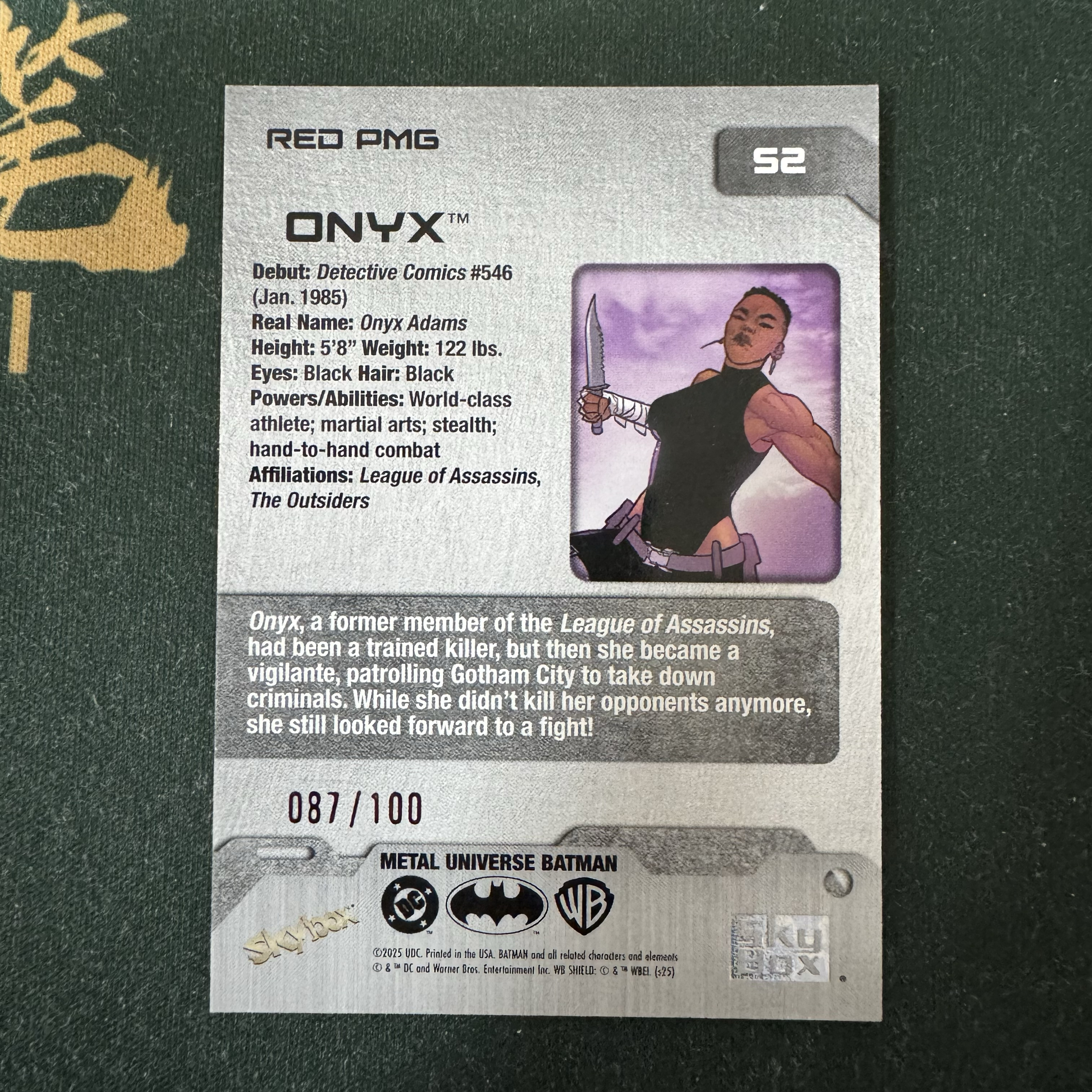 2025 SkyBox Batman 蝙蝠侠 【十三笔】元年DC Metal Universe 红宝石 #52 Onyx 玉髓 100编 红折 ...