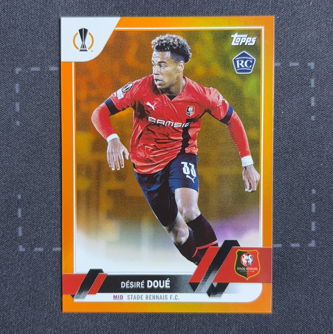 2023 Topps UCC Désiré Doué 【十一拍卖】欧战 雷恩 新秀 杜埃 14/25编 橙折 巴黎圣日耳曼 卡品如图 只合当日 ...