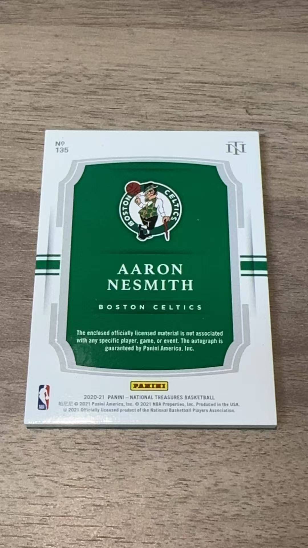 （怪兽拍卖） GSW-D36 2020-21 Panini National Treasures Aaron Nesmith 国宝 凯尔特人 步行者三分王 新秀 RC 内史密斯 24编 RPA ...