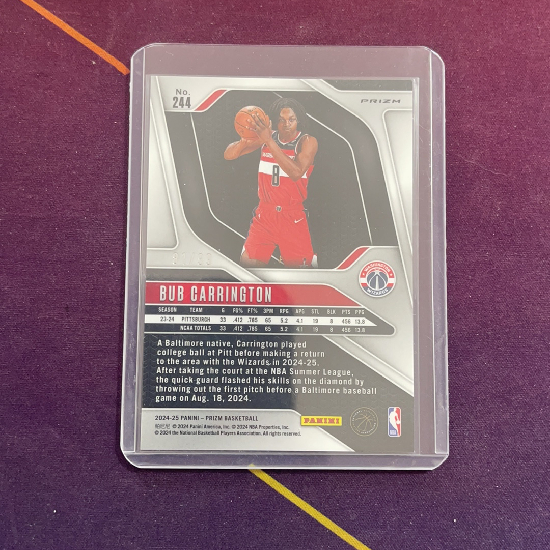 2024-25 Panini Prizm Bob Carrington RC pz 鲍勃 卡林顿 新秀 正base 蓝熔岩折 99编 收藏必备 ...