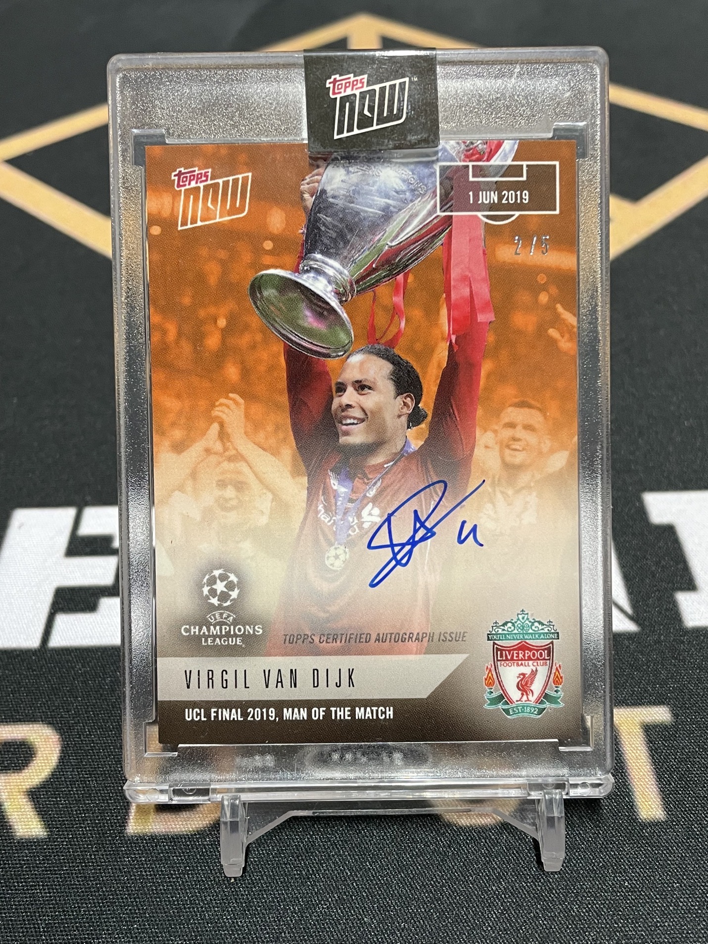 2018-19 Topps now Virgil van Dijk 【HS搜莱尼】范戴克 卡签 签字 /5编 捧杯 利物浦 决赛最佳球员 橙 ...