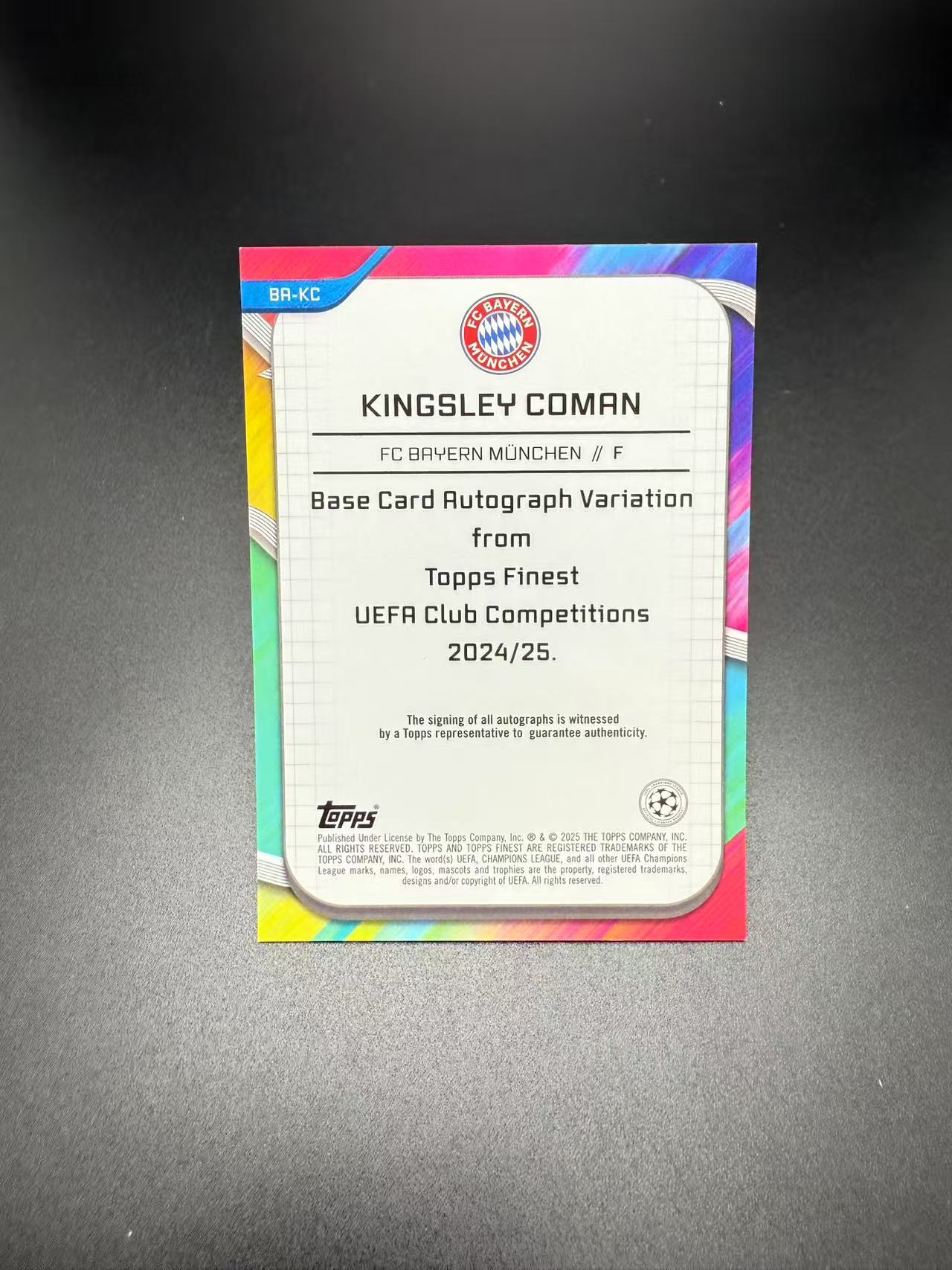 2025 Topps Finest Kingsley Coman 【湖水蓝拍卖】科曼 拜仁慕尼黑 欧战 欧冠 紫折 签字 299编 收藏必备 ...