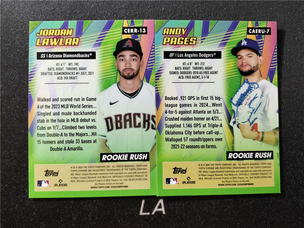 【LA拍卖】2024 Topps Chrome 棒球系列 新秀RC 乔丹 劳勒 劳拉尔 亚利桑那响尾蛇队 安迪 佩奇斯 被洛杉矶道奇队 All ...