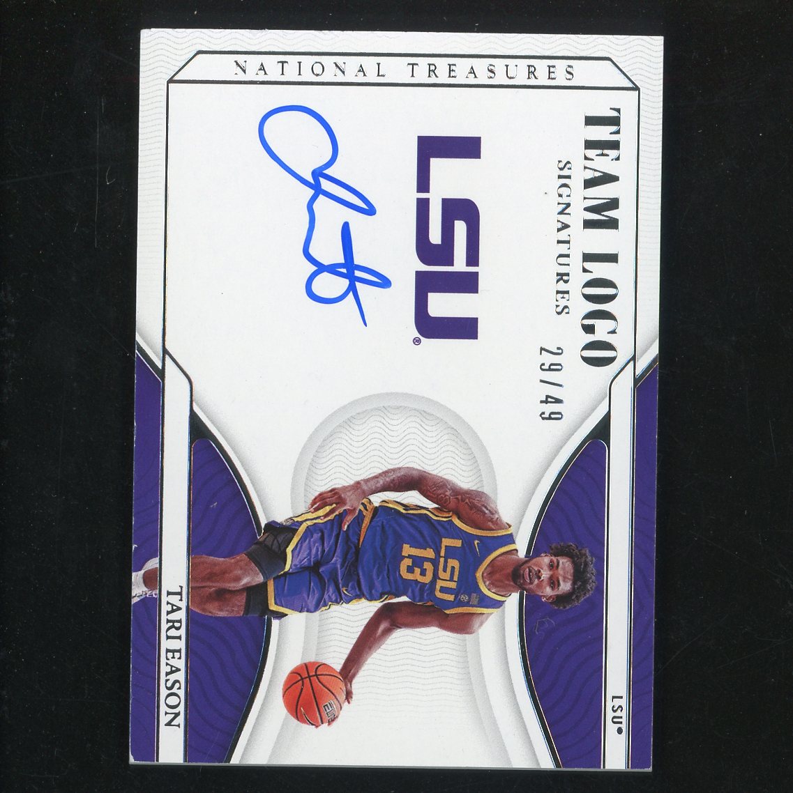 2022 大学国宝 Tari Eason 塔里伊森 RC Rookie Team Logo 新秀横版签字 卡签 LSU大学 火箭 29/49编【US10-X084】瑕疵如图 卡淘