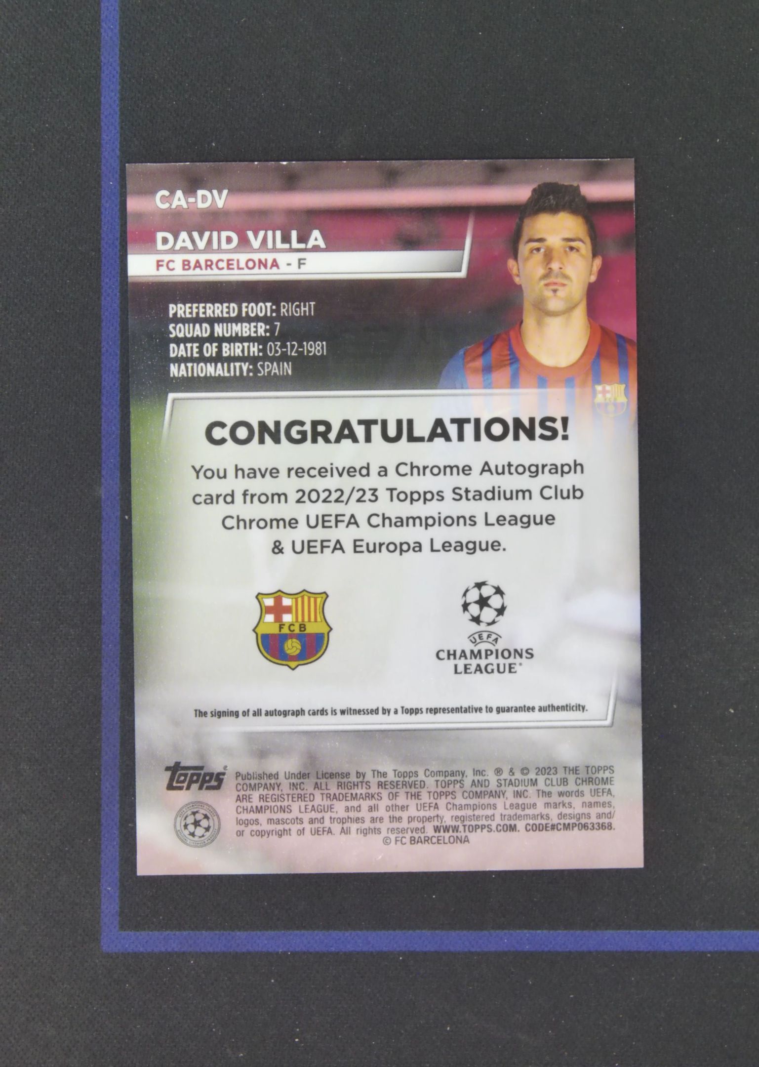 2022 Topps Stadium David Villa 大卫比利亚 竞技场 签字 葫芦娃 西班牙传奇锋霸 小凯拆卡（廿一） 实卡超美 ...