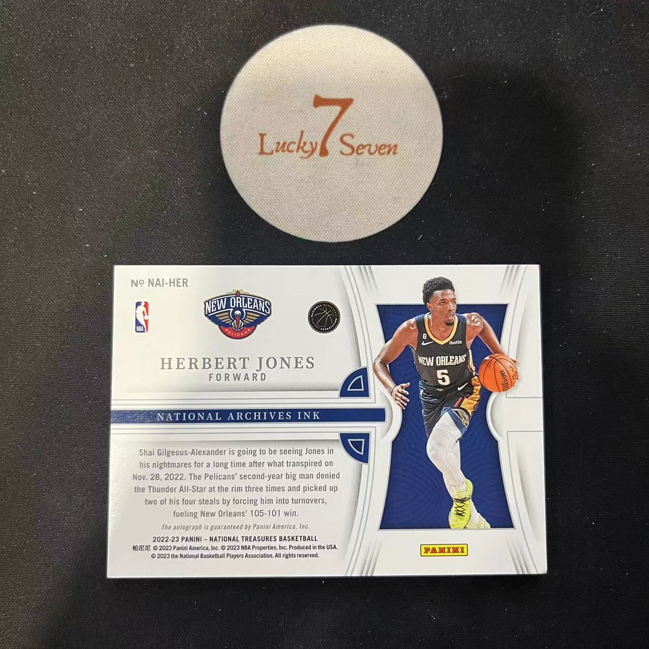 2022-23 Panini National Treasures Herbert Jones 国宝 鹈鹕 赫伯特 琼斯 Ink签 签字 卡签 ...