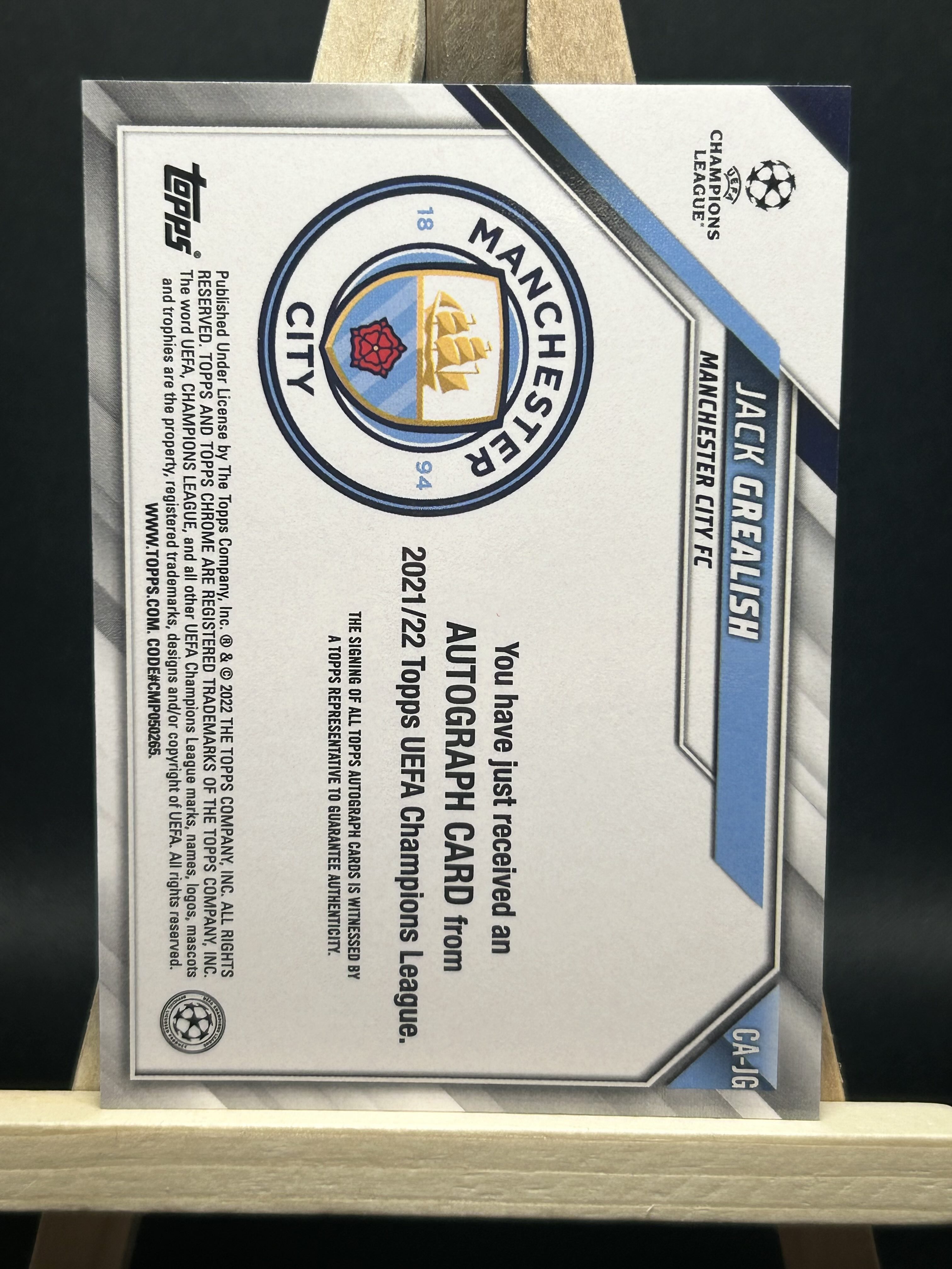 2021-22 Topps Chrome Jack Grealish 曼城 黑白波纹折 格拉利什 摇子 签字 Lite独占 水波纹折 欧冠 ...