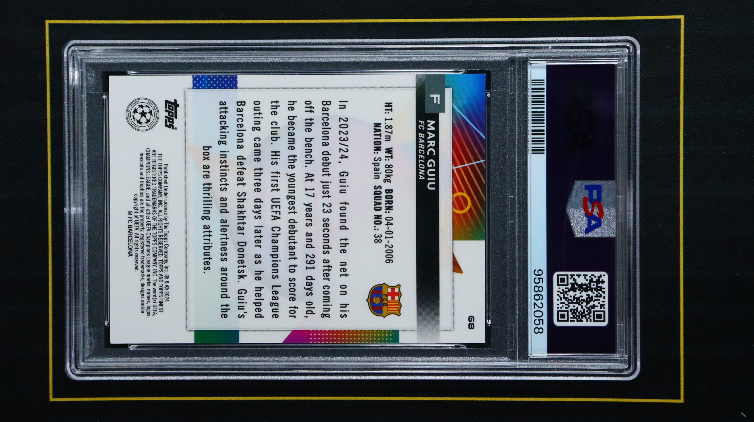 2024 Topps Finest Marc Guiu RC 新秀 巴萨 吉乌 10编 红蒸汽折 折射 PSA9分评级【VA801】35【超 ...