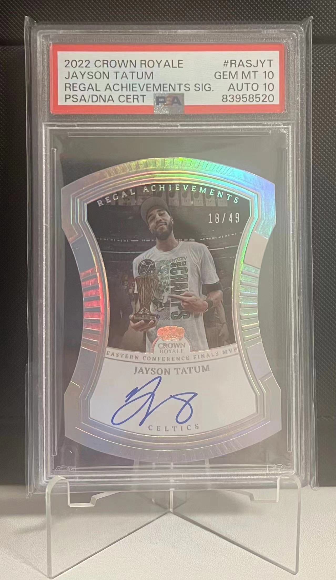 2022-23 Panini Crown Royale Jayson Tatum 【KAKA拍卖】皇冠 凯尔特人 杰森 塔图姆 49编 银折 异形盾牌 签字 卡签 东决MVP捧杯 PSA双10 ...