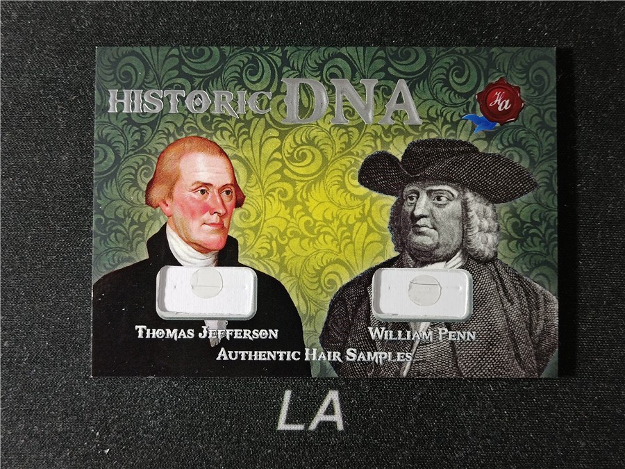 【LA拍卖】2022 Historic Autographs 托马斯·杰斐逊 威廉·佩恩 Historic DNA 头发卡 双人实物卡 手写 ...
