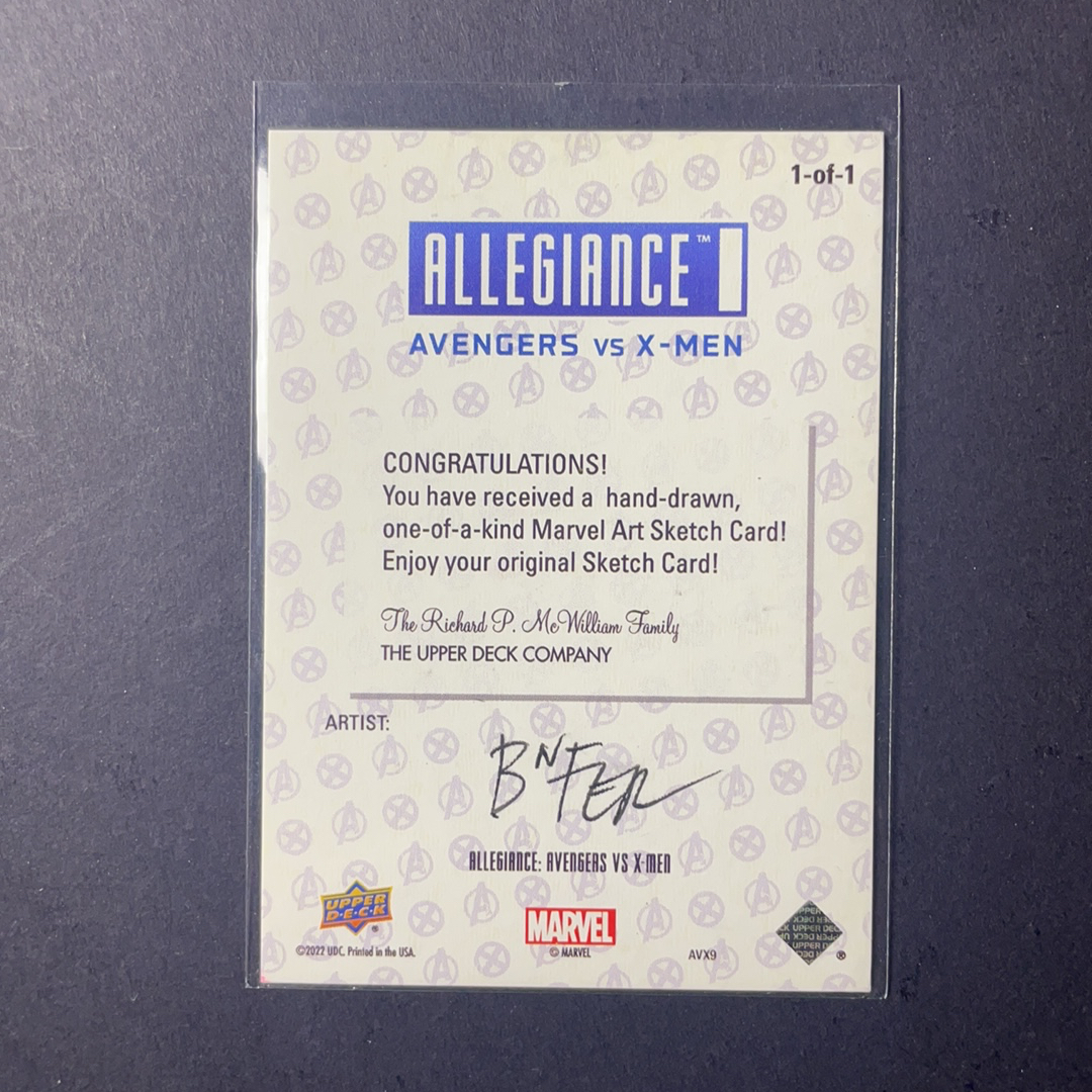 2023 Upper Deck Marvel (MCU) 复仇者联盟vsX战警 惊奇队长 1/1官卡手绘 画师BNFER 2023 UD漫威 ...