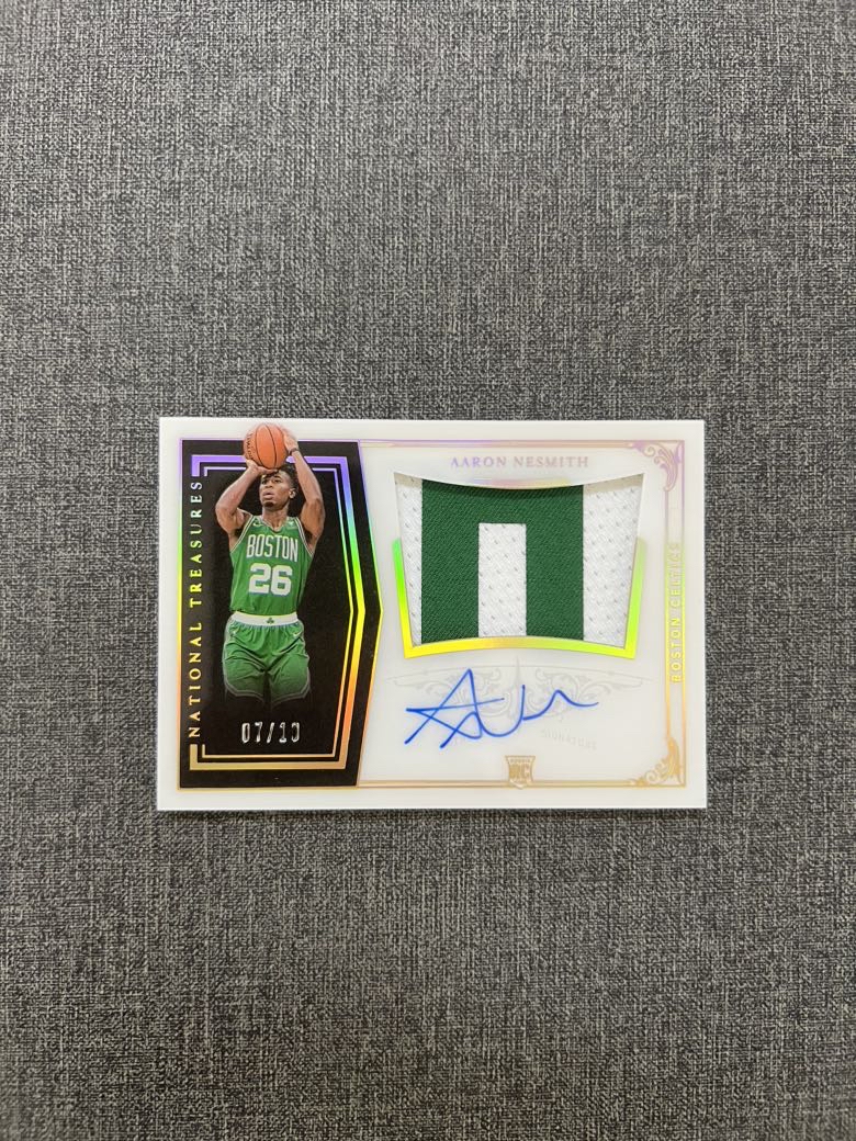 2020-21 Panini National Treasures Aaron Nesmith RC 国宝 步行者 阿龙 内史密斯 新秀 镜面 patch 签字 卡签 限量/10 右边瑕疵如图 卡淘