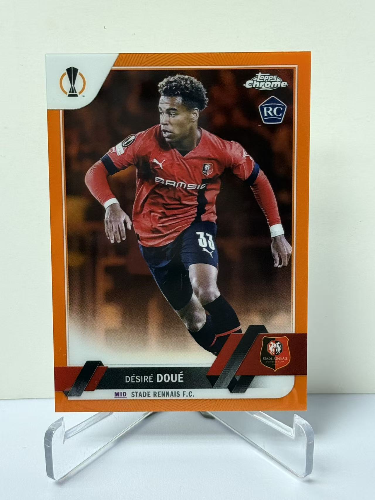 2022-23 Topps Chrome Desire Doue RC 欧战TC 雷恩 新秀 德西雷 杜埃 巴黎 橙折 6/25编 低编 实卡 ...