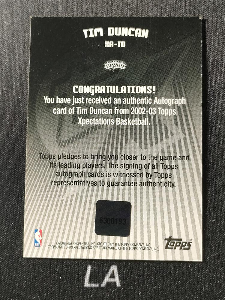 【LA拍卖精品】2002-03 Topps Xpectations Tim Duncan 蒂姆 邓肯 马刺名宿 石佛 历史第一大前 75大超巨 ...