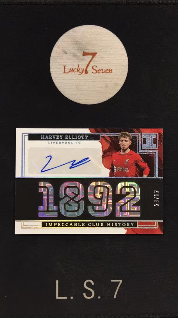 2022-23 Panini Impeccable harvey elliott LS7拍卖 利物浦 埃利奥特 俱乐部历史签 贴签 29/92编 值得收藏 卡品如图【ZZF】Z 卡淘