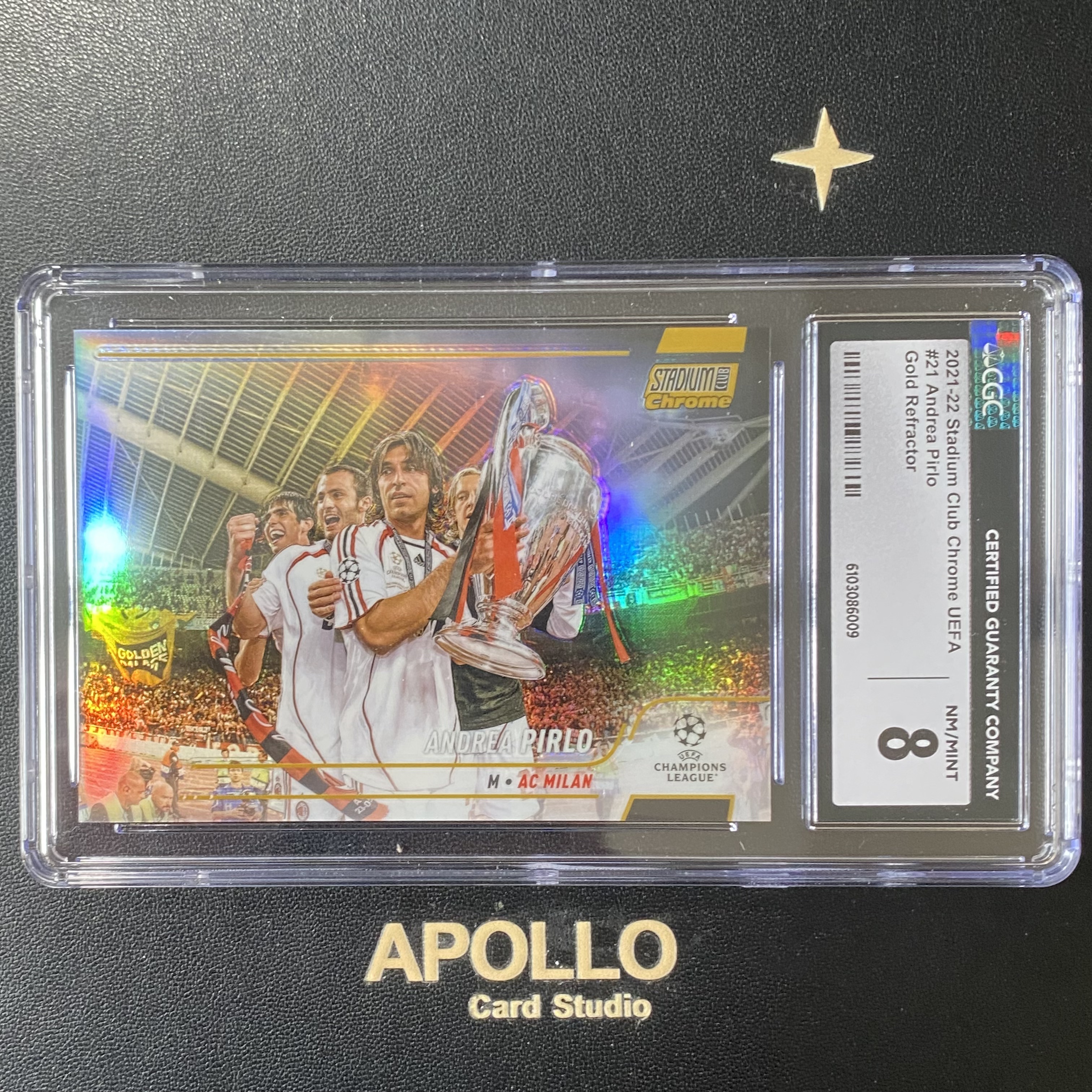 2022 Topps Stadium Club Chrome Andrea Pirlo 皮尔洛 欧冠竞技场 AC米兰 50编 金折 CGC评级 ...