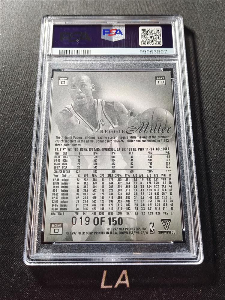 【LA拍卖精品】1996-97 Flair Showcase Reggie Miller 步行者 雷吉 米勒 普卡 Row0 碎花蓝字 限量150编 PSA7.5分 老卡稀少 专收 投资首选 ...