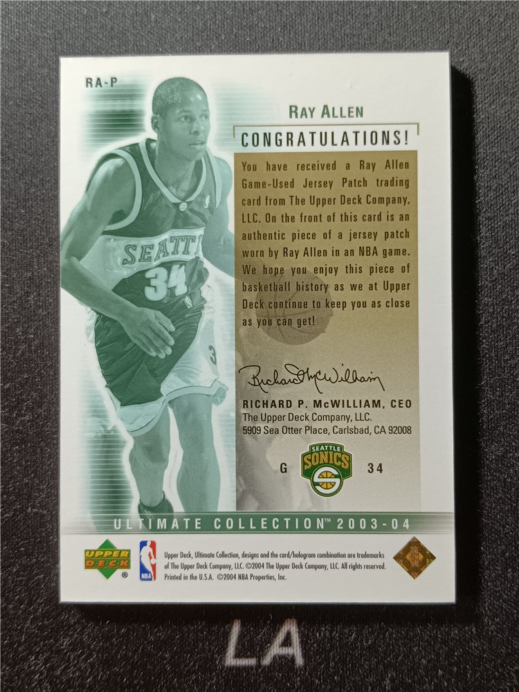 【LA拍卖】2003-04 Upper Deck Ultimate Ray Allen 终极系列 雷阿伦 雷 阿伦 75大巨星 三分王 雄鹿队 ...