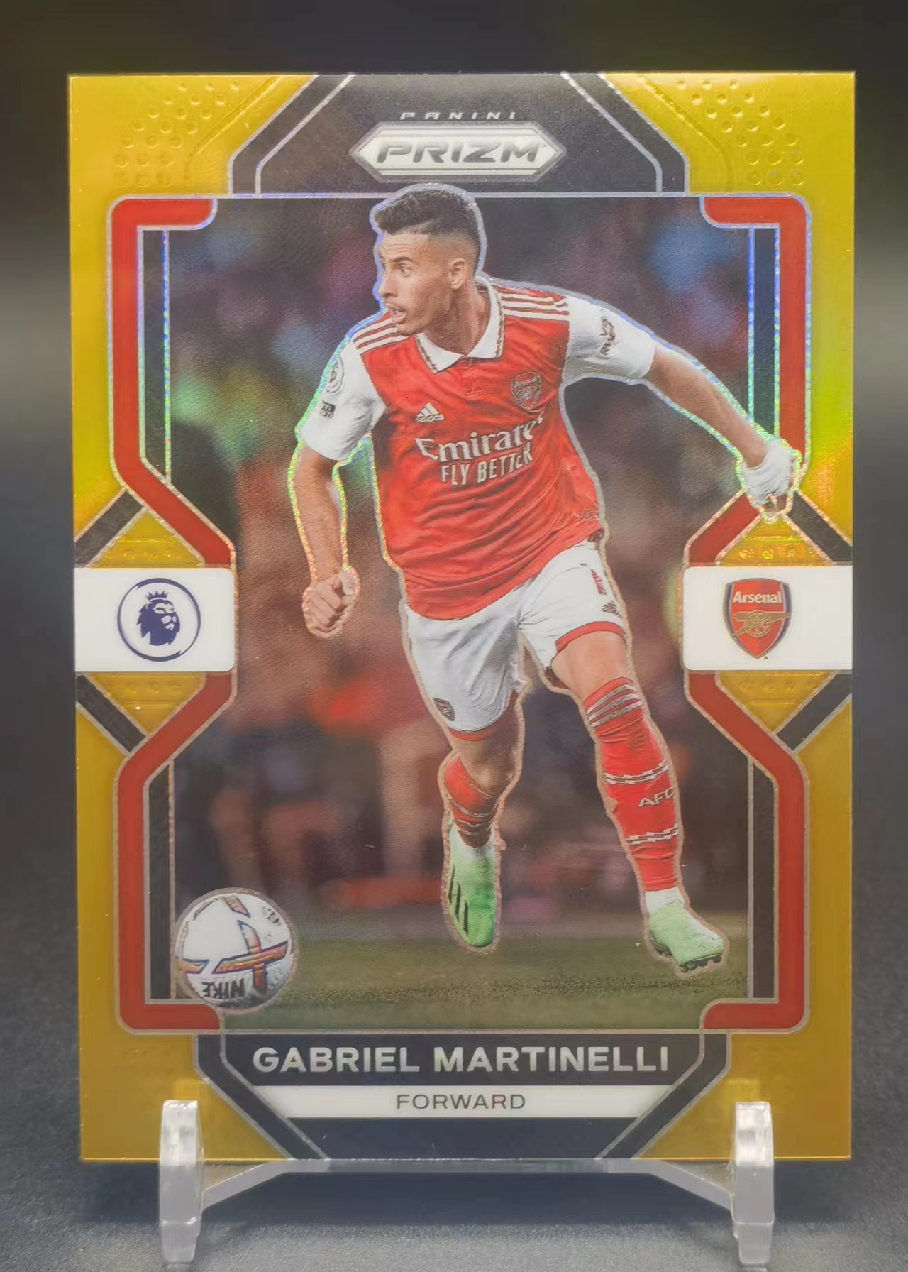 2022 Panini EPL Prizm Gabriel Martinelli 【承蒙抬爱】马丁内利 1/10编金折首编加法同背 阿森纳巴西 ...