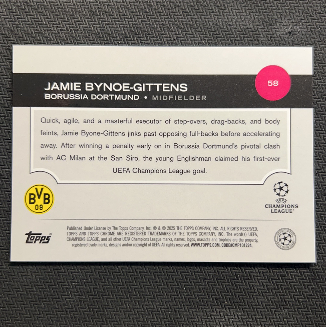 2025 topps chrome 欧冠 多特蒙德 切尔西 英格兰 吉腾斯 吉滕斯（Jamie Bynoe-Gittens）02/10编 低编 ...