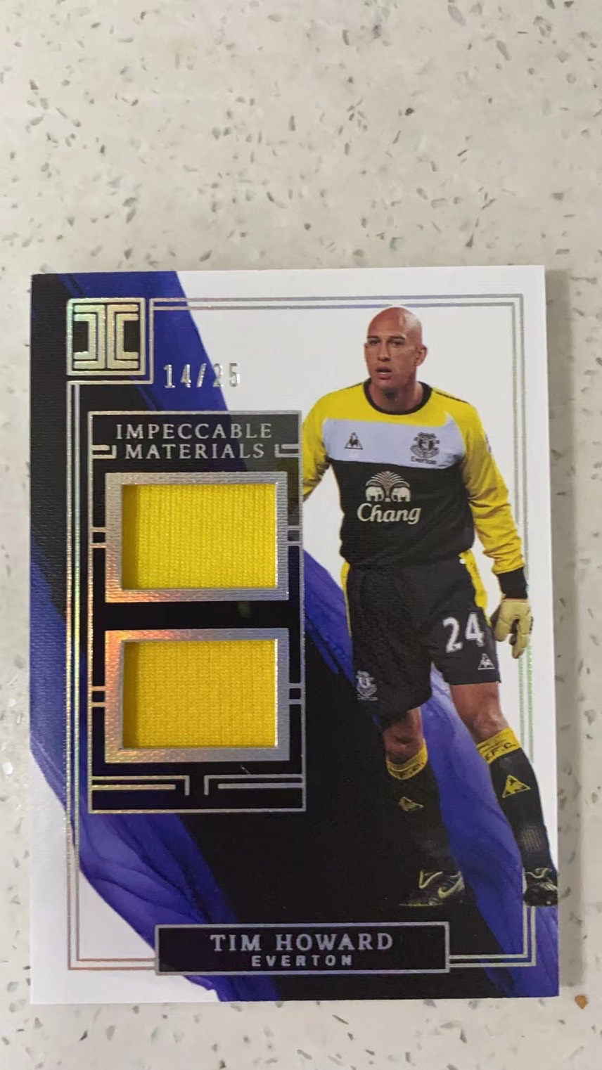 2022-23 Panini Impeccable Tim Howard 英超小真金 埃弗顿 蒂姆·霍华德 25编 超低编 小窗物料 收藏凑套 ...
