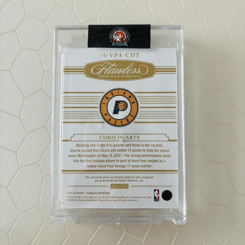 2021-22 Panini Flawless Chris Duarte RC 【 接代卖 极速上拍 回款 】球衣卡 PATCH 签字卡 卡签 ...