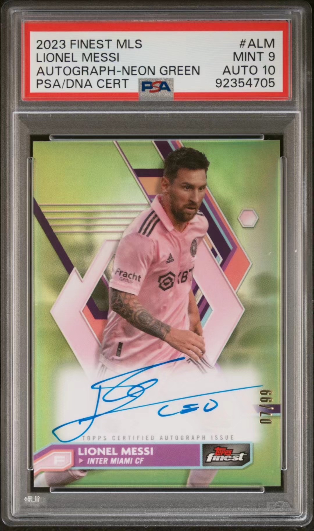 2023-24 Topps Finest Lionel Messi 梅西 7/99编 签字 卡签 PSA10分！pop4 仅有一张双10 首版 ...