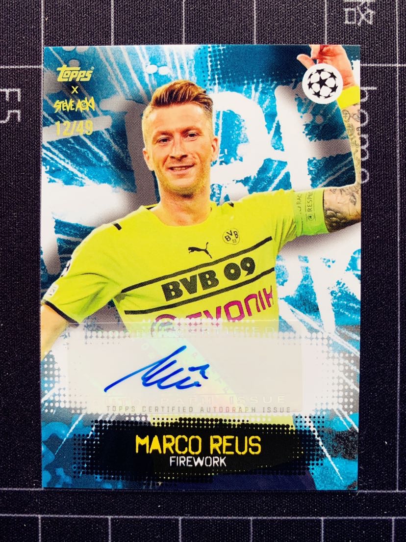 【FLY20】topps2022欧冠蹦迪盒 马尔科罗伊斯marco reus多特蒙德 德国队 12/49编 完美签字签名Steve aoki电 ...