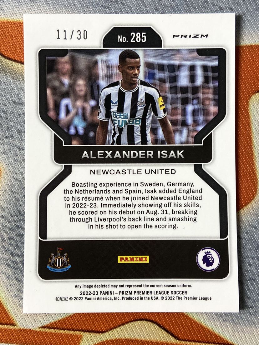 2022-23 Panini Prizm Choice Alex Ander Isak 英超 纽卡斯尔联 伊萨克 30编 红圈圈折 瑞典 卡品 ...