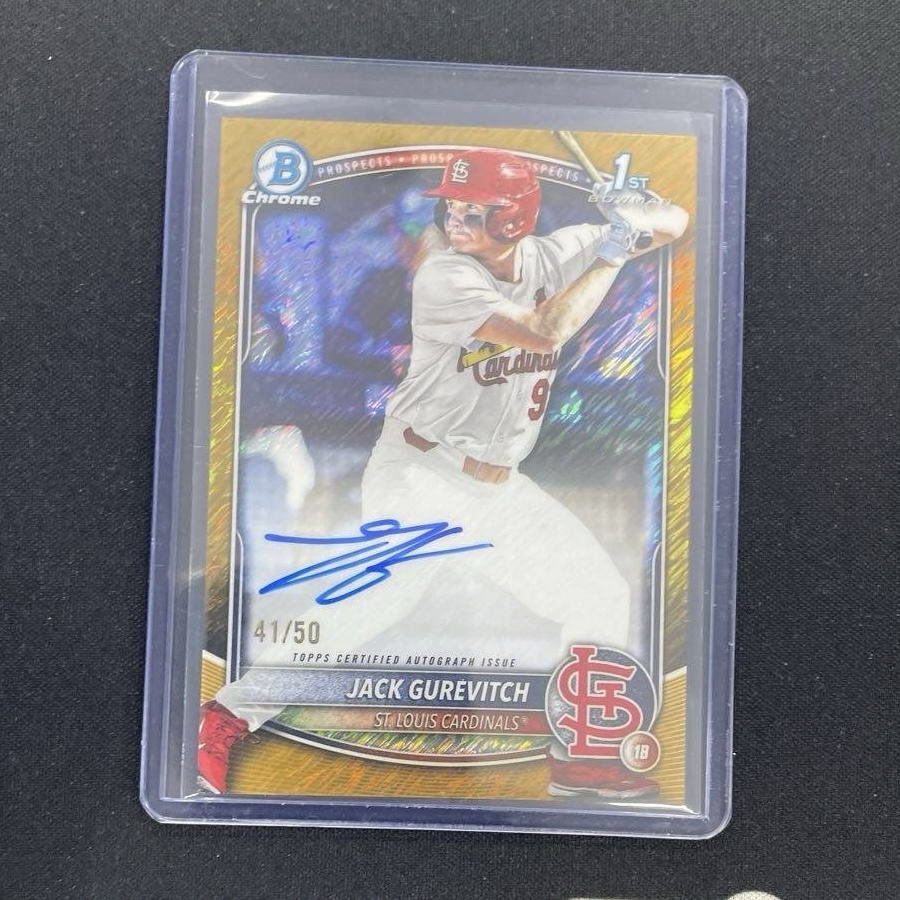 2025 Topps Bowman Draft Jack Gurevitch 红雀 新秀 1st 杰克 古列维奇 签字 卡签 41/50 50 ...