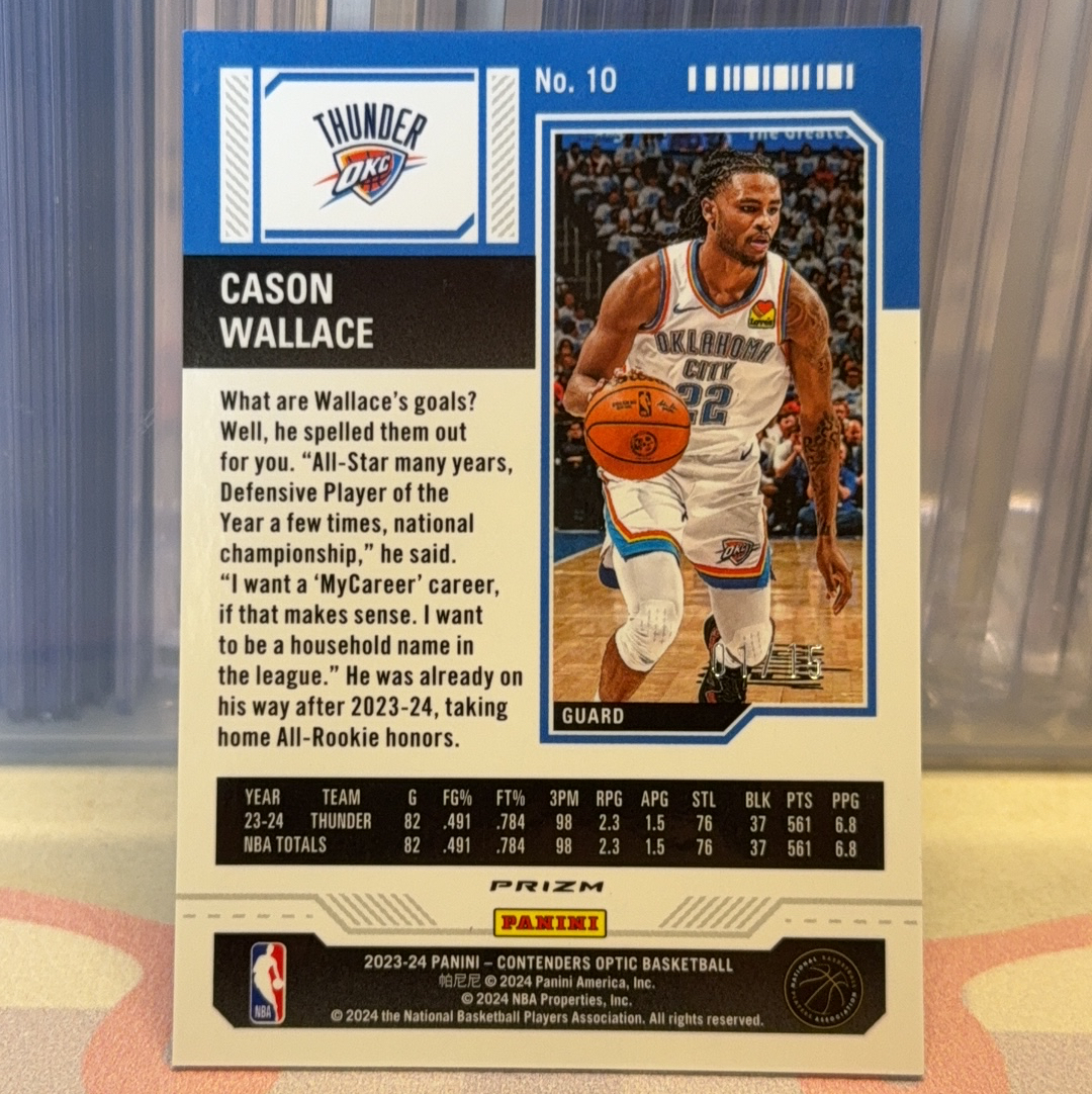 2023-24 Panini Contenders Optic Cason Wallace RC 球票OP 雷霆 新秀 卡森 凯森 华莱士 正 ...