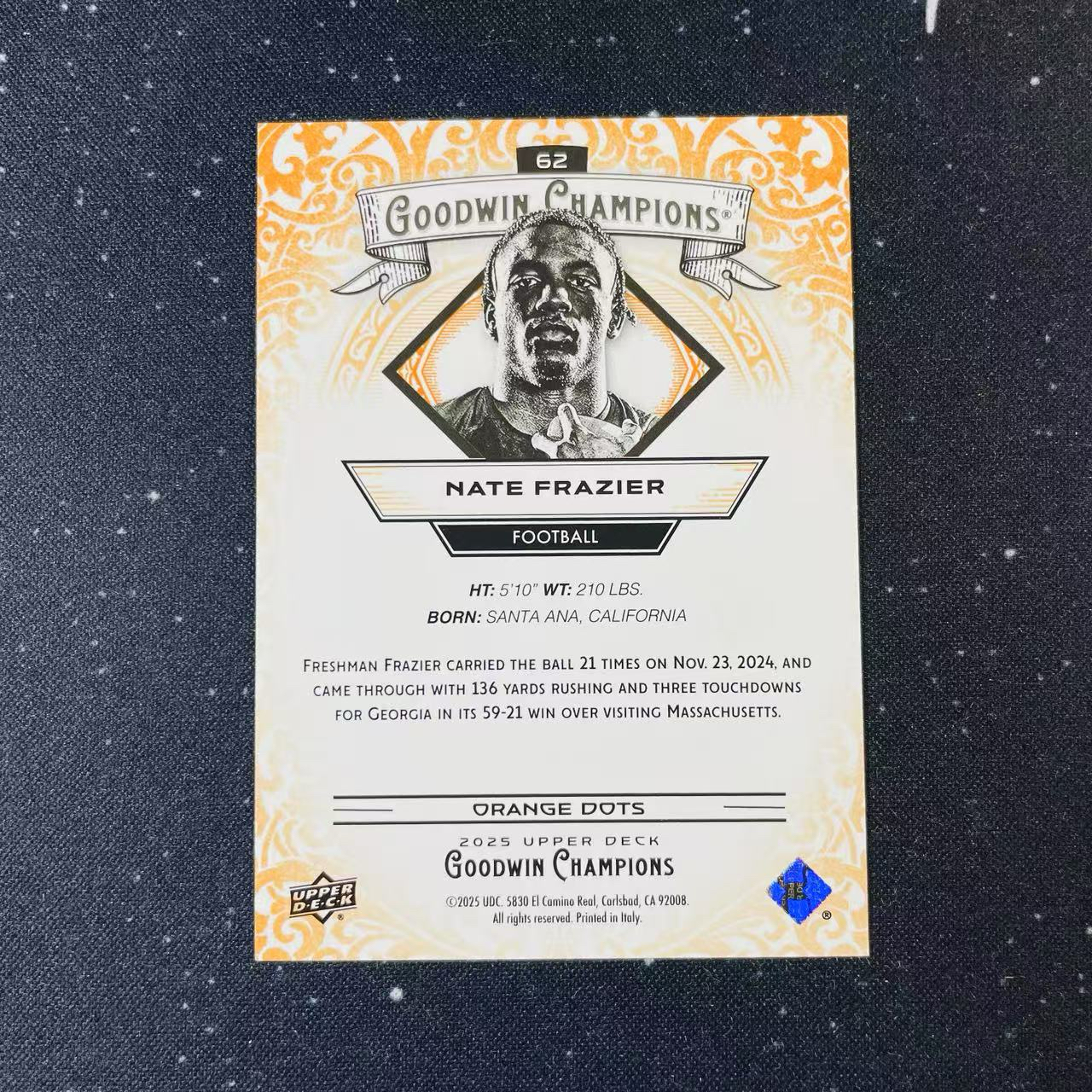 2025 Upper Deck Goodwin Champions 古德温 NATE FRAZIER 内特 弗雷齐尔 橙点折 399编 洛北 ...