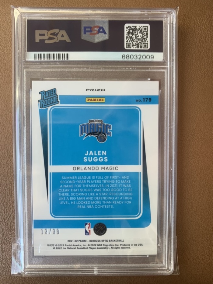2021 22 Panini Optic Jalen Suggs Rc 魔术 新秀 杰伦 萨格斯 黑射线 39编 Psa10 卡淘