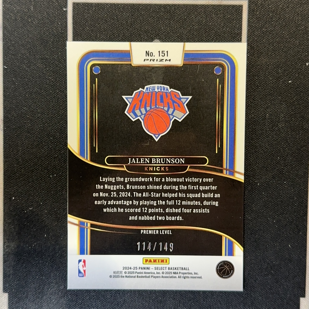 2024-25 Panini Select Jalen Brunson 尼克斯 贾伦 布伦森 select 白折 149编 折射 大炮 ...