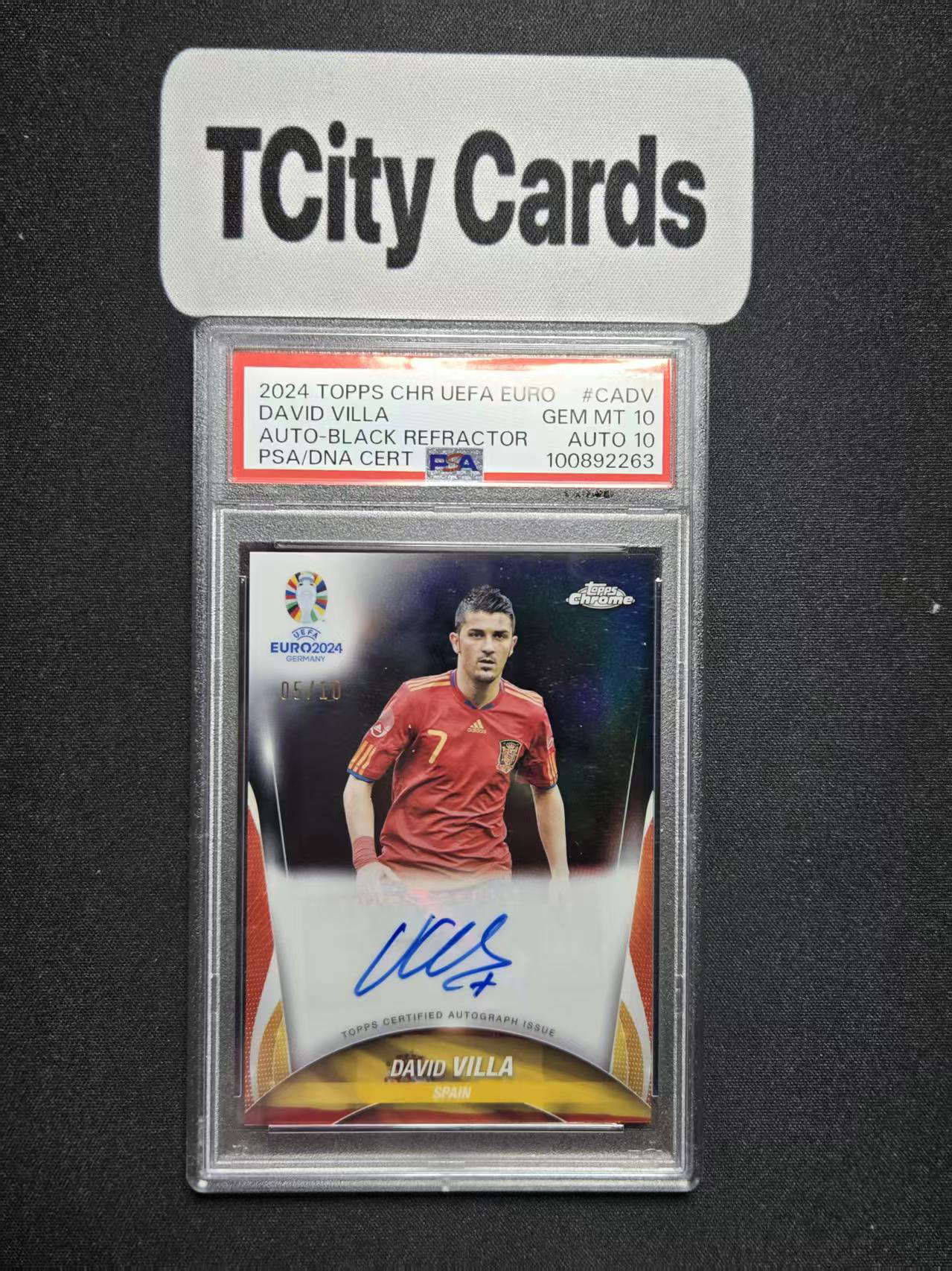 2024 Topps Chrome David Villa Chrome 欧洲杯 西班牙巴萨 大卫 比利亚 黑折 10编 签字 签字卡品 ...