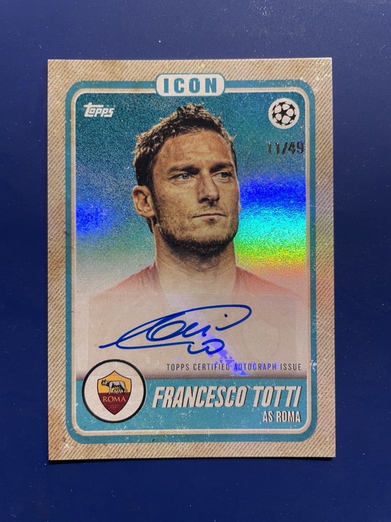 2022 Topps 穆夏拉白金盒 Francesco Totti 【卜菲卡社】罗马 托蒂 49编 蓝折 签字墨迹清晰 罗马王子 选图经典 ...
