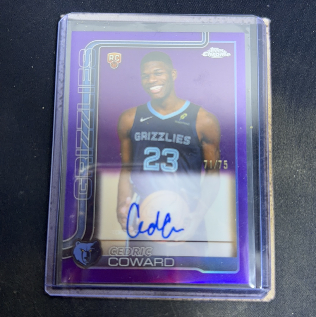 2025-26 Topps Chrome Cedric Coward RC 新秀 灰熊 塞德里克 考沃德 紫折 71/75编 卡签 签字 ...