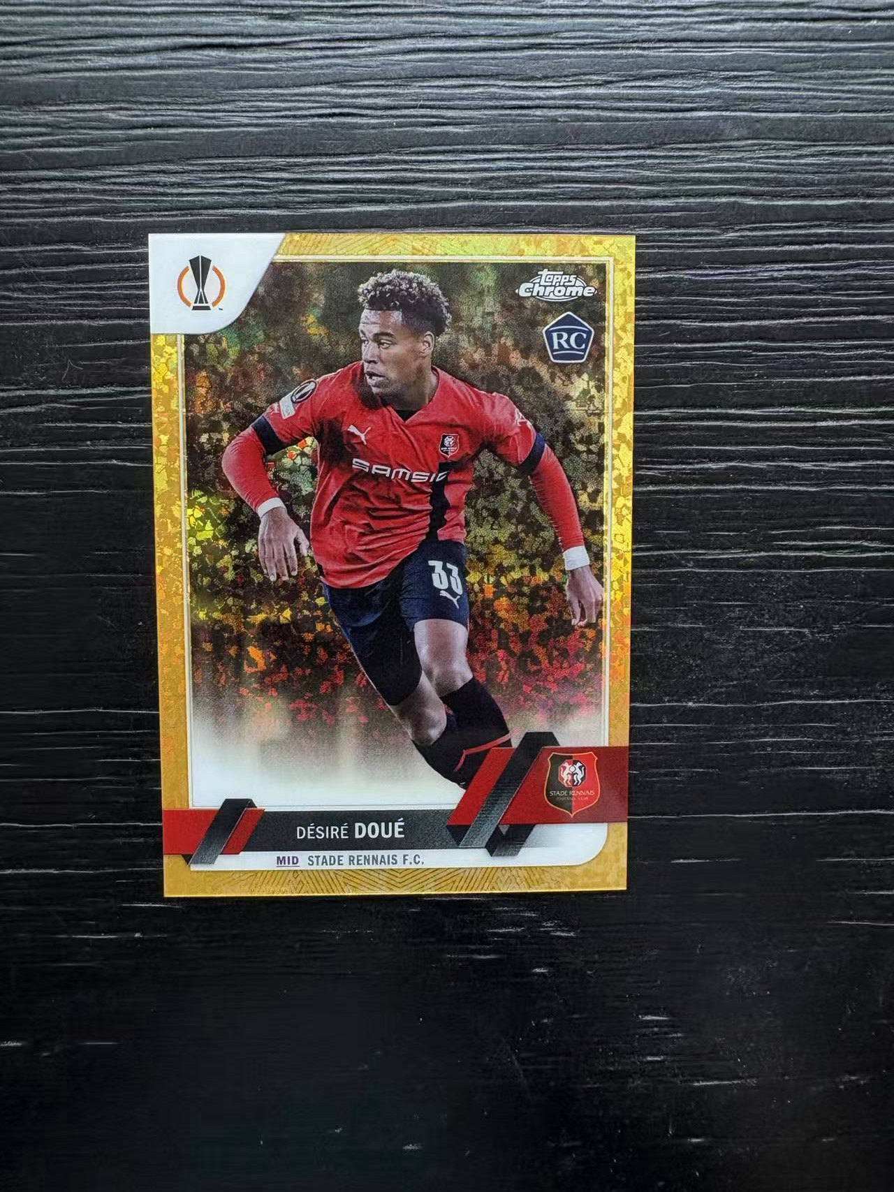 2023 Topps Chrome Désiré Doué RC 欧冠 雷恩 巴黎 巴黎圣日耳曼 德西雷 杜埃 新秀 金碎花折 媲美 金折 卡 ...