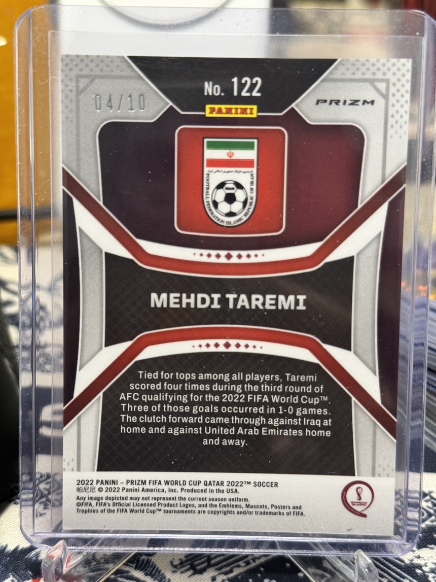 2022 Panini Prizm 塔雷米 taremi 伊朗 塔雷米 10编 金折 世界杯（gio） 卡淘