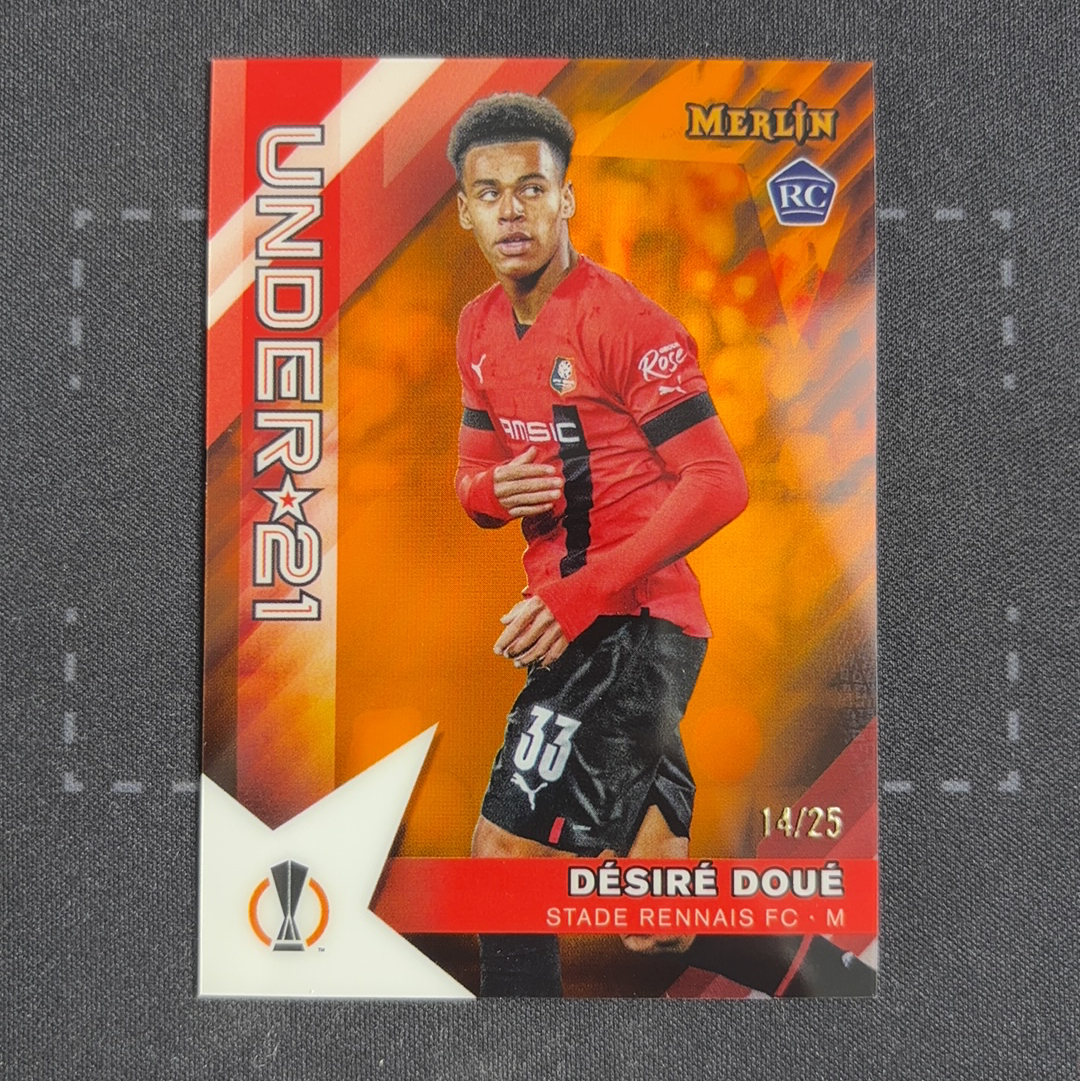 2022-23 Topps Merlin Desire Doue RC 【十一拍卖】欧冠 梅林 雷恩 杜埃 新秀 25编 橙折 U21 ...