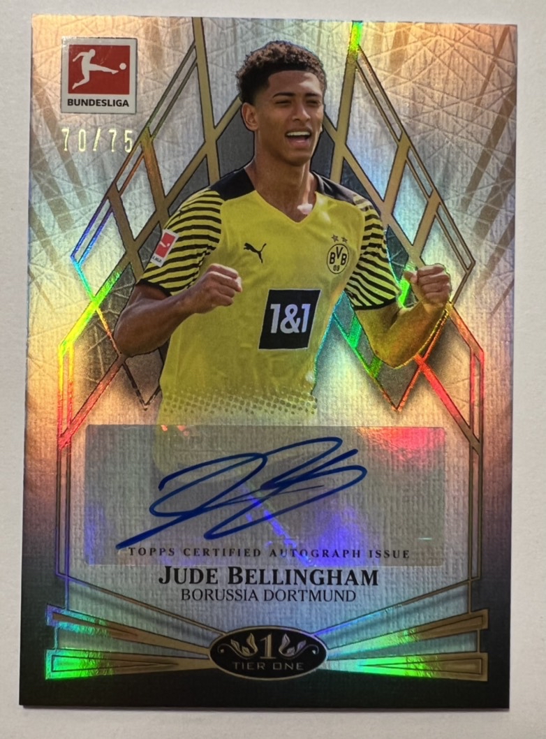 2022 Topps Tier one Jude Bellingham 德甲 多特蒙德 转会皇家马德里 英格兰新星 贝林厄姆 签字 签名 70 ...