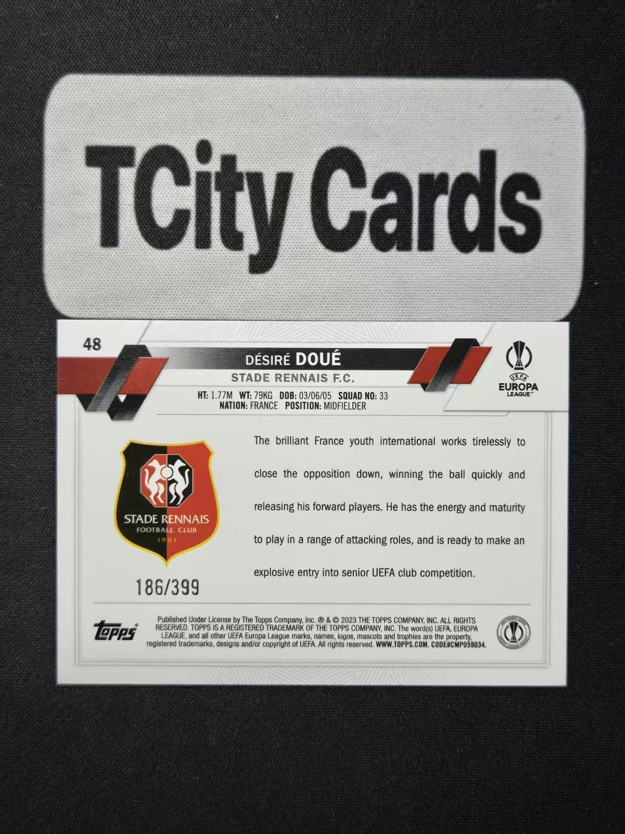 2022-23 Topps UEFA Champions League Désiré Doué RC 杜埃 新秀 399编 青碎冰 ucc 欧 ...