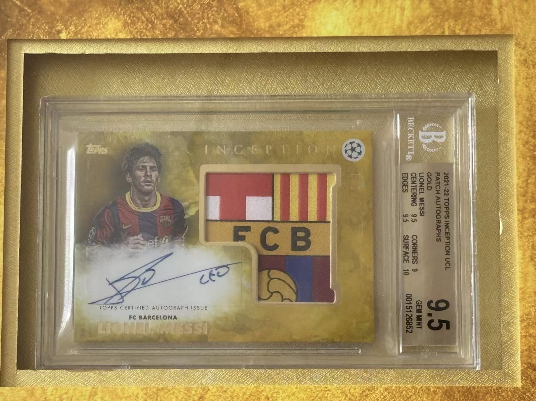 21-22 topps inception 盗梦空间 阿根廷巴萨巴塞罗那 利昂内尔 梅西 Lionel Messi 1/1编 金版大窗球衣 ...