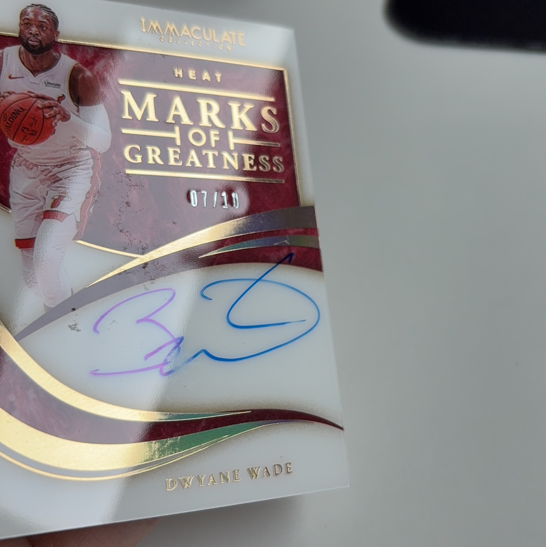 2019-20 Panini Immaculate Collection Dwyane Wade 热火 德维恩 韦德 带编 07/10 签字 ...